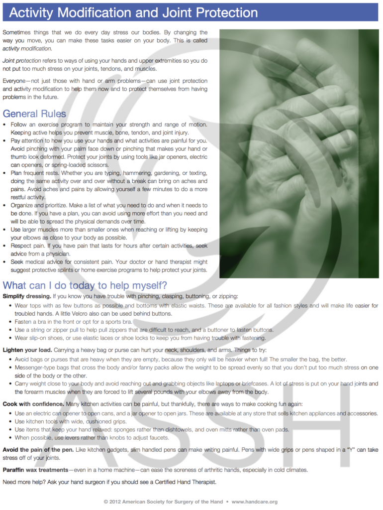 Activity Modification and Joint Protection - TMIHI